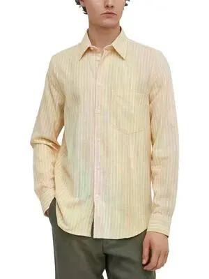 SAMSOE SAMSOE Striped-pattern Chest-pocket Shirt - Yellow