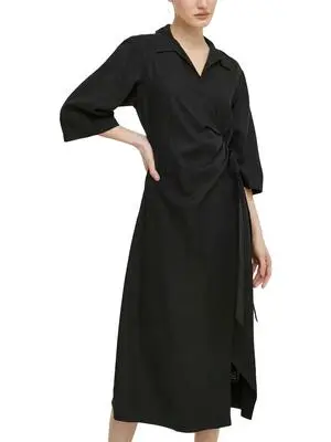 SAMSOE SAMSOE Wrap-around Midi Dress - Black