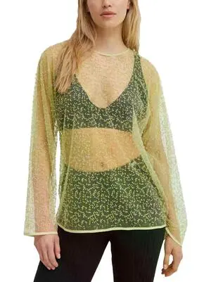 SAMSOE SAMSOE Beaded Long-sleeve Blouse - Green