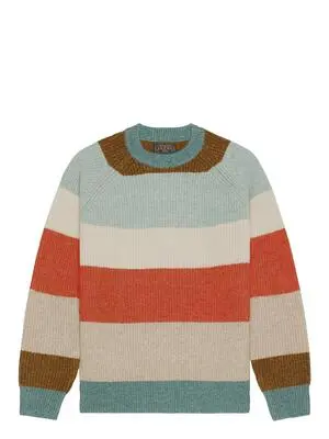 BEAMS Crew Stripe 5g Sweater - Multi