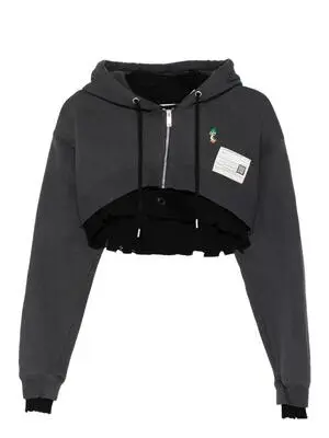 Mihara Yasuhiro Layered Cropped Hooded Jacket - Black