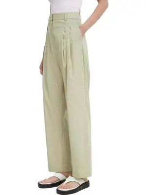 SAMSOE SAMSOE Front-pleat Straight Trousers - Green