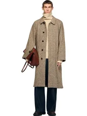 Sandro Oversized Wool Coat - Brown