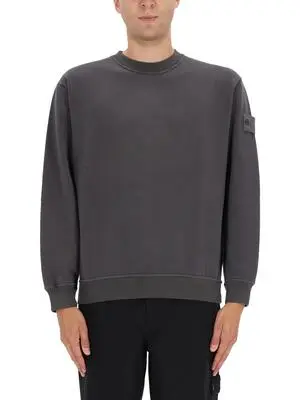 Stone Island Sweatshirt With Logo Patch - Grey