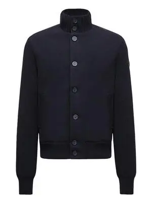 Moncler Padded Wool Zip-up Cardigan - Blue