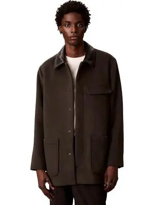 Calvin Klein Melton Wool Blend Car Coat - Peat