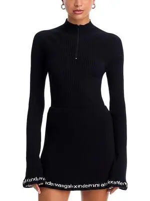 Alexander Wang Ribbed Logo Turtleneck - Black