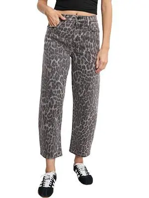 Good American Good Standard Barrel Jeans - Gray Lucky Leopard