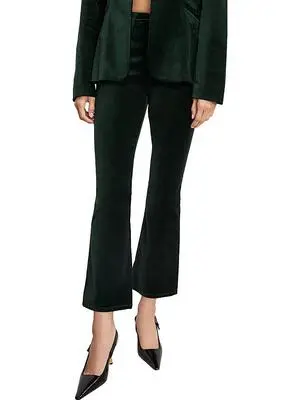 Good American Velvet High-rise Kick Flare Pants - Pine Green