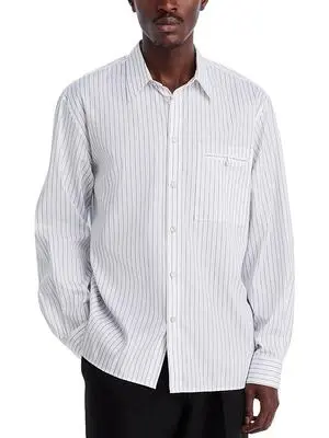 Helmut Lang Relaxed Fit Button Front Shirt - White/navy