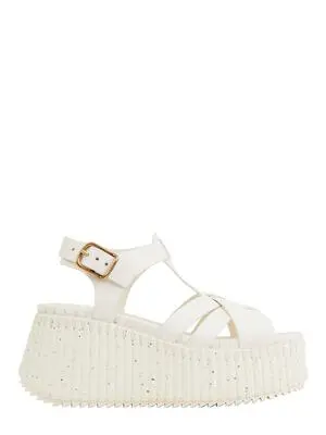 Chloé Nama Wedge Sandals - Eggshell