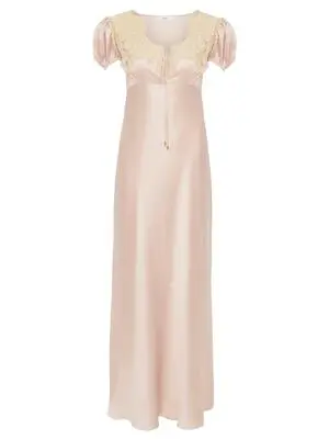 Chloé Puff-sleeve Column Dress With Lace - Rose Dust
