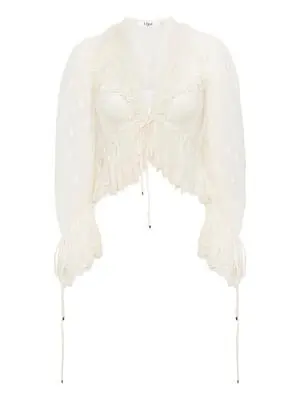 Chloé V-neck Lace Top - Whisper White