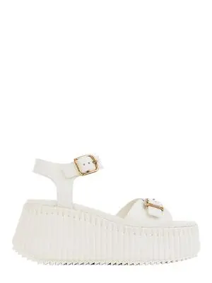 Chloé Nama Wedge Sandals - Eggshell