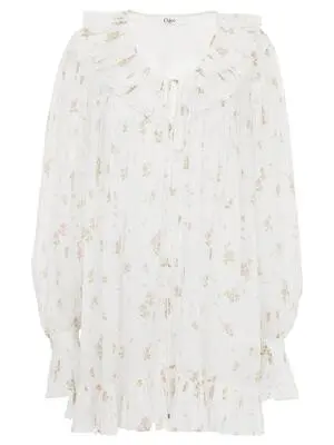 Chloé Floral Liberty Print Voile Mini Dress - Iconic Milk