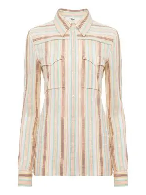 Chloé Fitted Crêpon Shirt - Multicolor White