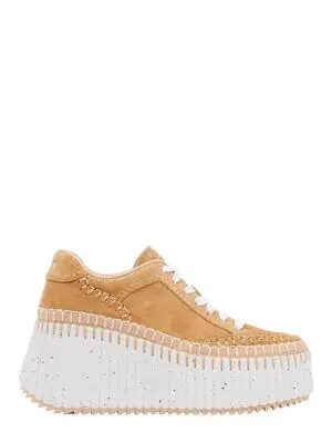 Chloé Nama Wedge Sneakers Windy Beige
