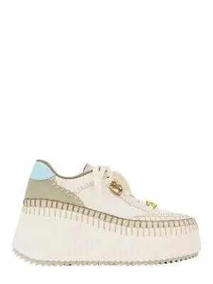 Chloé Nama Wedge Sneakers Aqua Green