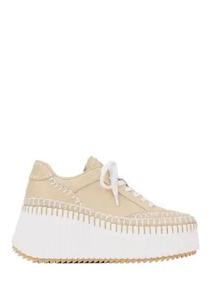 Chloé Nama Wedge Sneakers Pale Khaki
