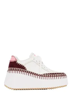 Chloé Nama Wedge Sneakers - Burgundy Pink