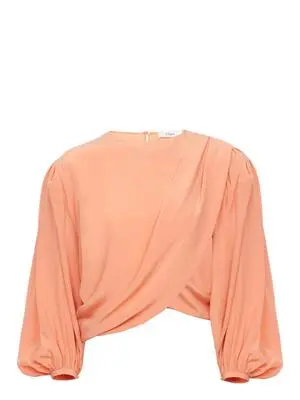 Chloé Draped Crêpe De Chine Cropped Top - Blushy Pink