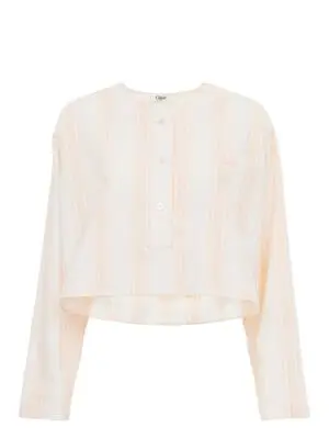 Chloé Long-sleeve Cropped Top - White Pink