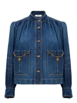 Chloé High-neck Denim Jacket - Faded Indigo