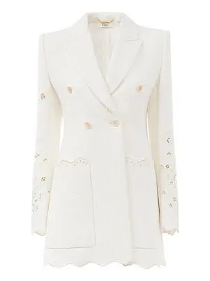 Chloé Double-breasted Floral Jacket - Iconic Milk