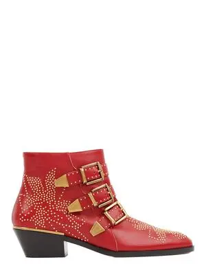 Chloé Susanna Suede Ankle Boots - Absolute Red