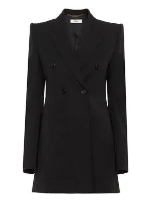 Chloé Tailored Jacket In Wool Grain De Poudre Black