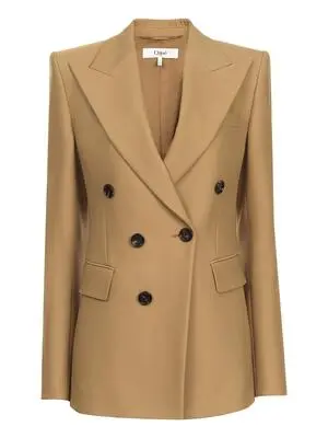 Chloé Tailored Grain De Poudre Wool Jacket - Nut