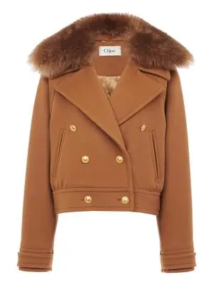 Chloé Short Boxy Double-breasted Coat - Pottery Brown