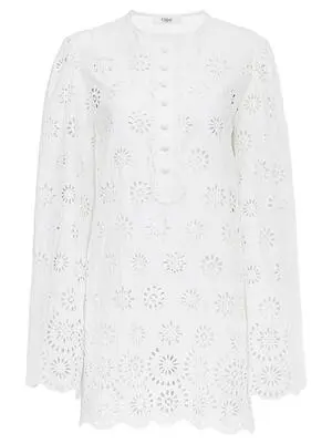 Chloé Long-sleeve Mini Dress - Iconic Milk