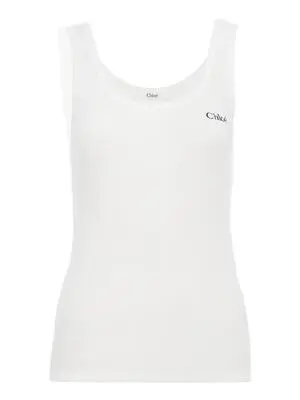 Chloé Logo Jersey Tank Top - White