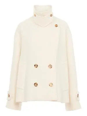 Chloé Oversized Short Wool Coat - Eden White