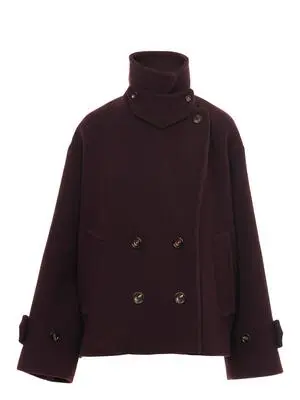 Chloé Oversized Wool Short Coat - Deep Purple