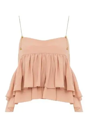 Chloé Sleeveless Ruffle Top - Biscuit Pink