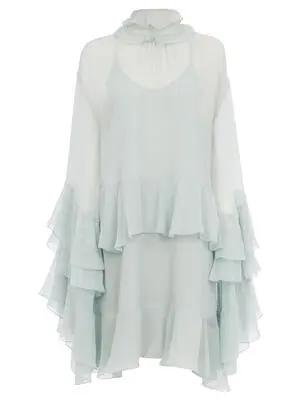 Chloé Mini Ruffled Dress - Desert Green