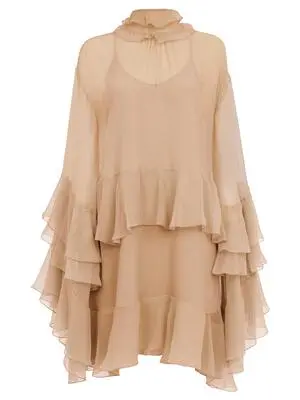 Chloé Mini Ruffled Dress - Tender Peach
