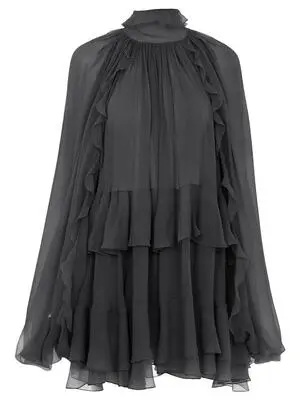 Chloé Mini Cape Dress - Pearly Black