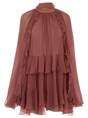 Chloé Mini Cape Dress - Woodrose