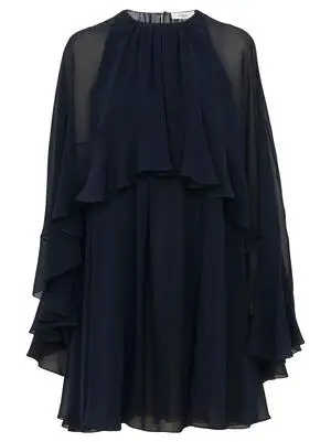 Chloé Mini Cape Dress - Graphite Blue