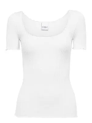 Chloé Scoop-neck Fitted T-shirt - White