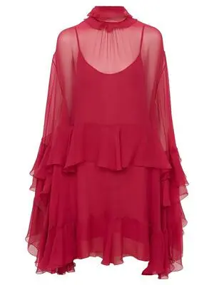 Chloé Ruffled Mini Dress - Garnet Pink