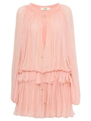 Chloé Mini Cape Dress - Tan Rose