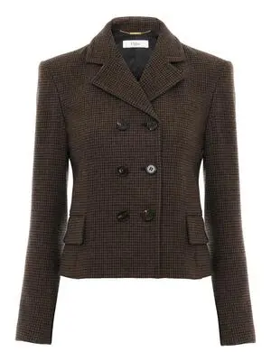 Chloé Houndstooth Double-breasted Jacket - Full Brown