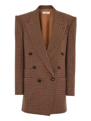 Chloé Double-breasted Houndstooth Jacket - Brown - Black