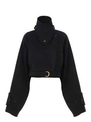 Chloé Cropped Double-Face Wool Coat Black