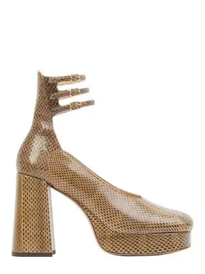 Chloé Loti Platform Pumps Pale Khaki