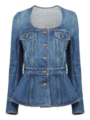 Chloé Peplum Riding Jacket - Faded Indigo